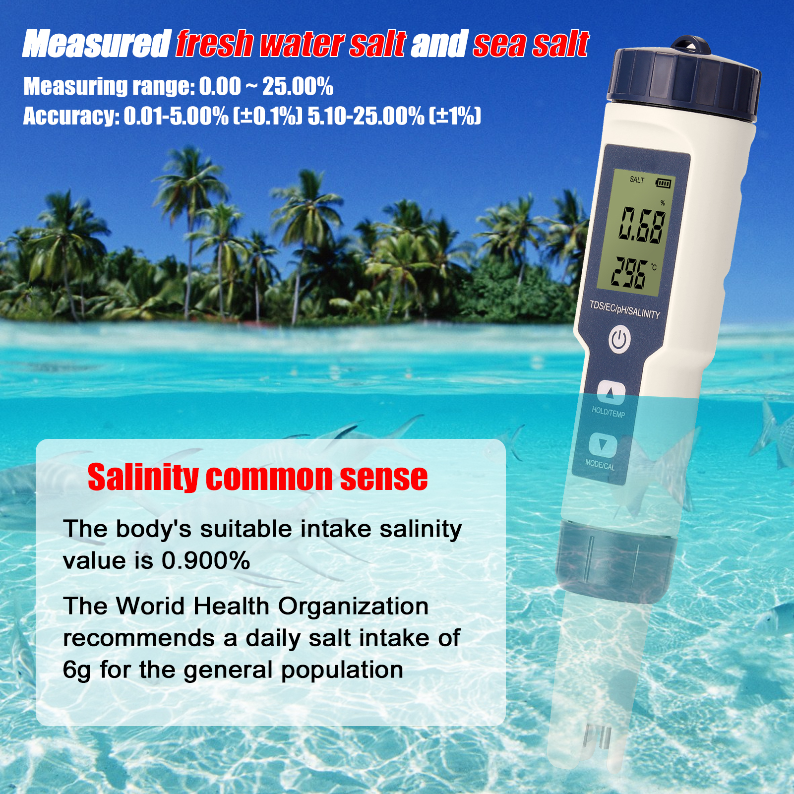 [LOCAL SHIP] 5 in 1 PH Meter Water Quality Tester Professional PH/EC ...