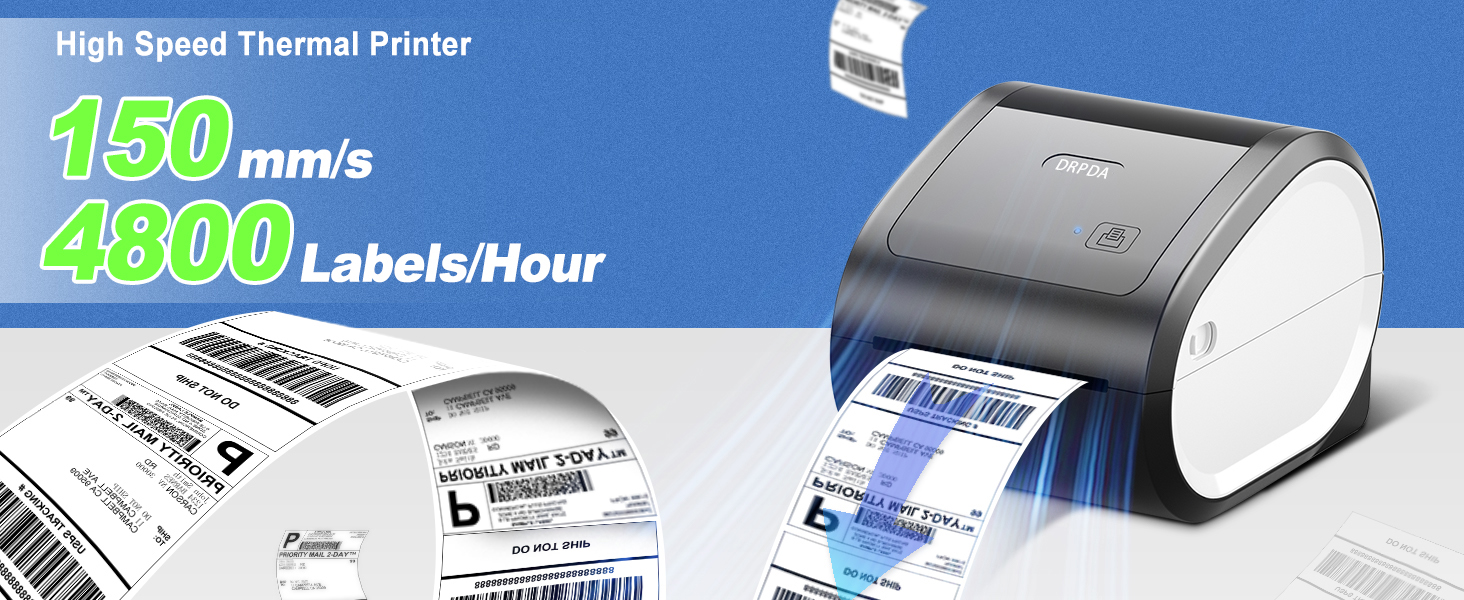 DRPDA Bluetooth Thermal Printer A6 Barcode Shipping Label Consignment ...