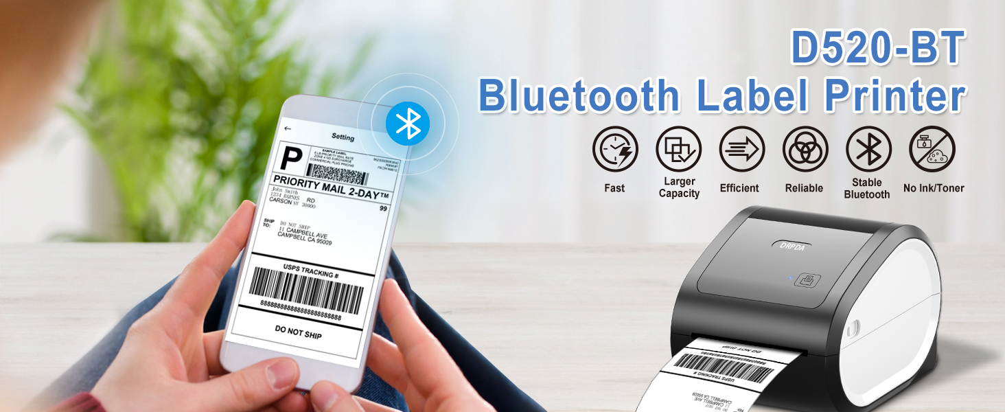 DRPDA Bluetooth Thermal Printer A6 Barcode Shipping Label Consignment ...