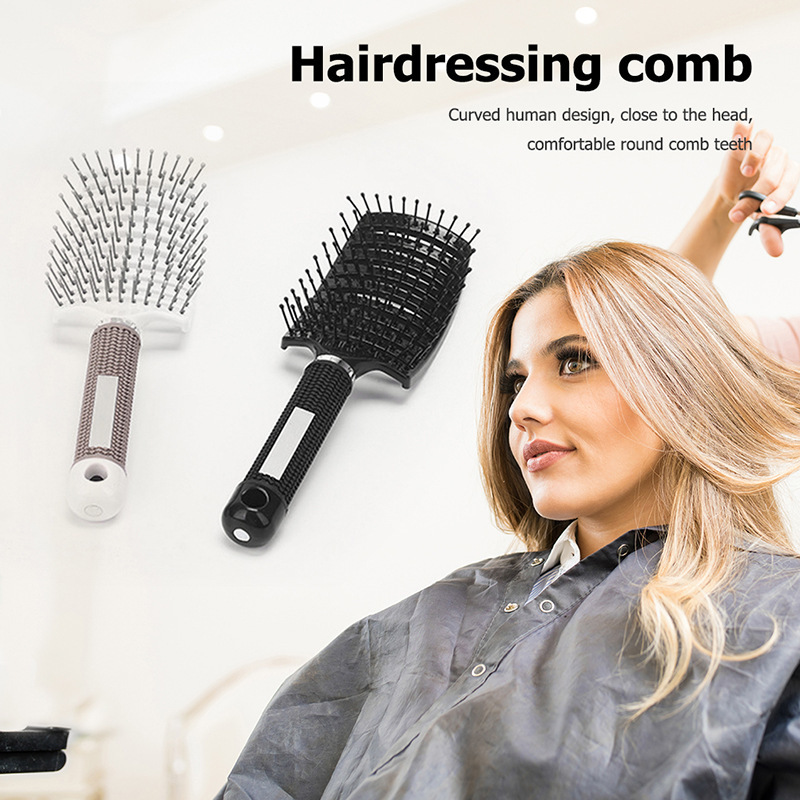 Big Curved Comb Curly Hair Fluffy Styling Comb Hair Nylon Brush Fluffy ...