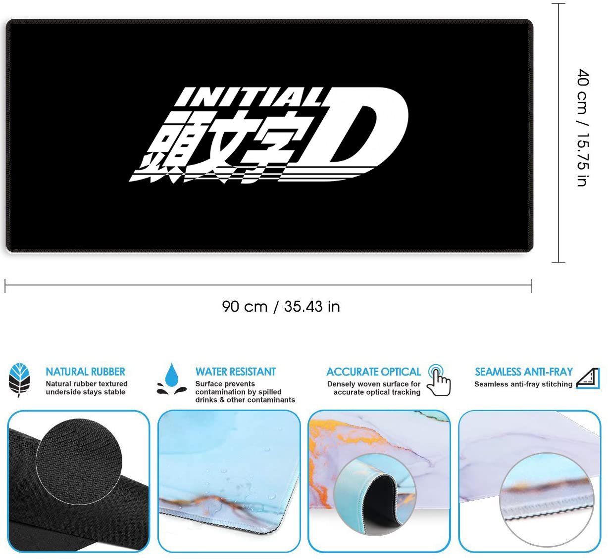 Initial D Mousepad Black Custom Printed Large Mouse Pad Gaming Mousepad ...