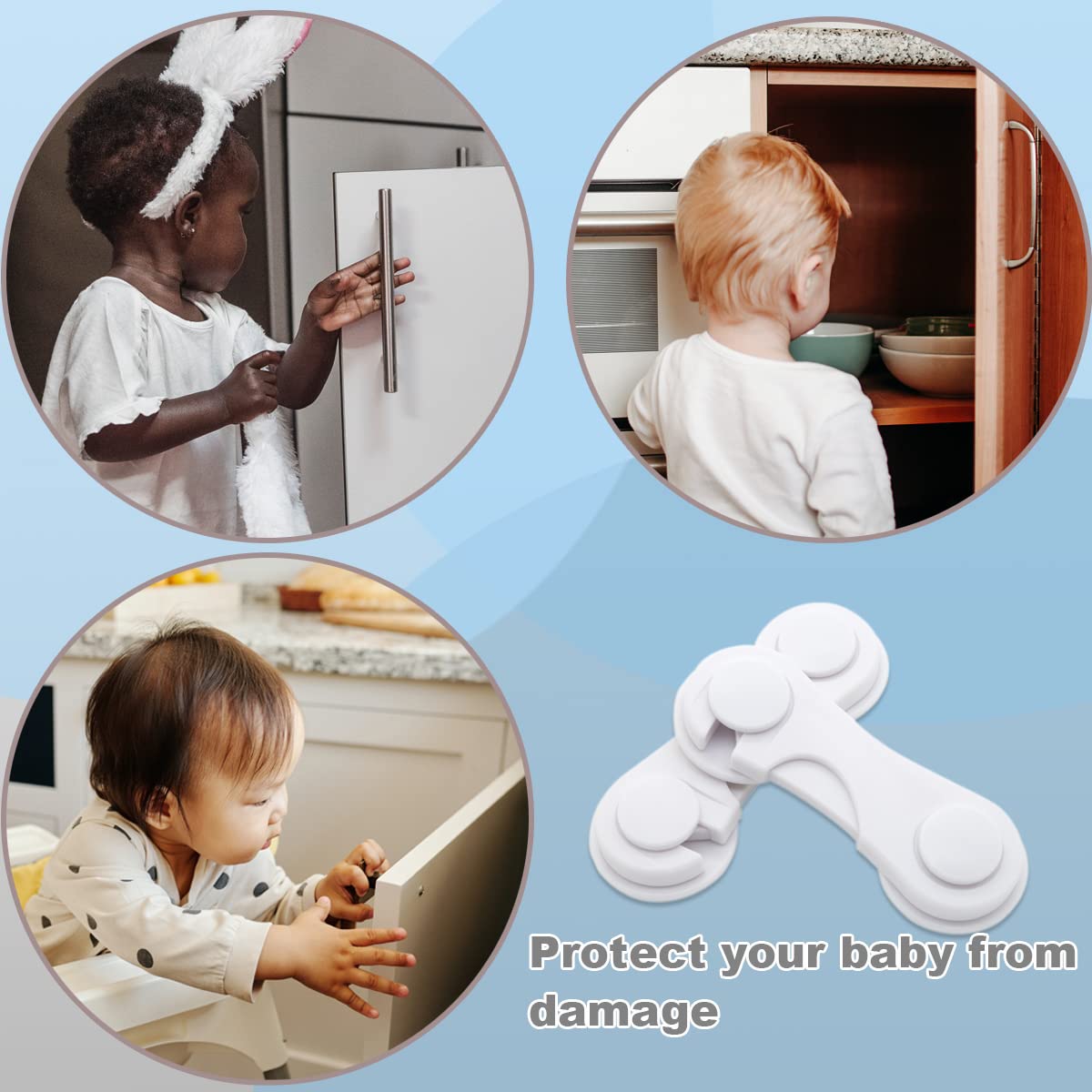 3pcs/ Pack Baby Safety Lock Strap No Drill with Adhesive, Child ...