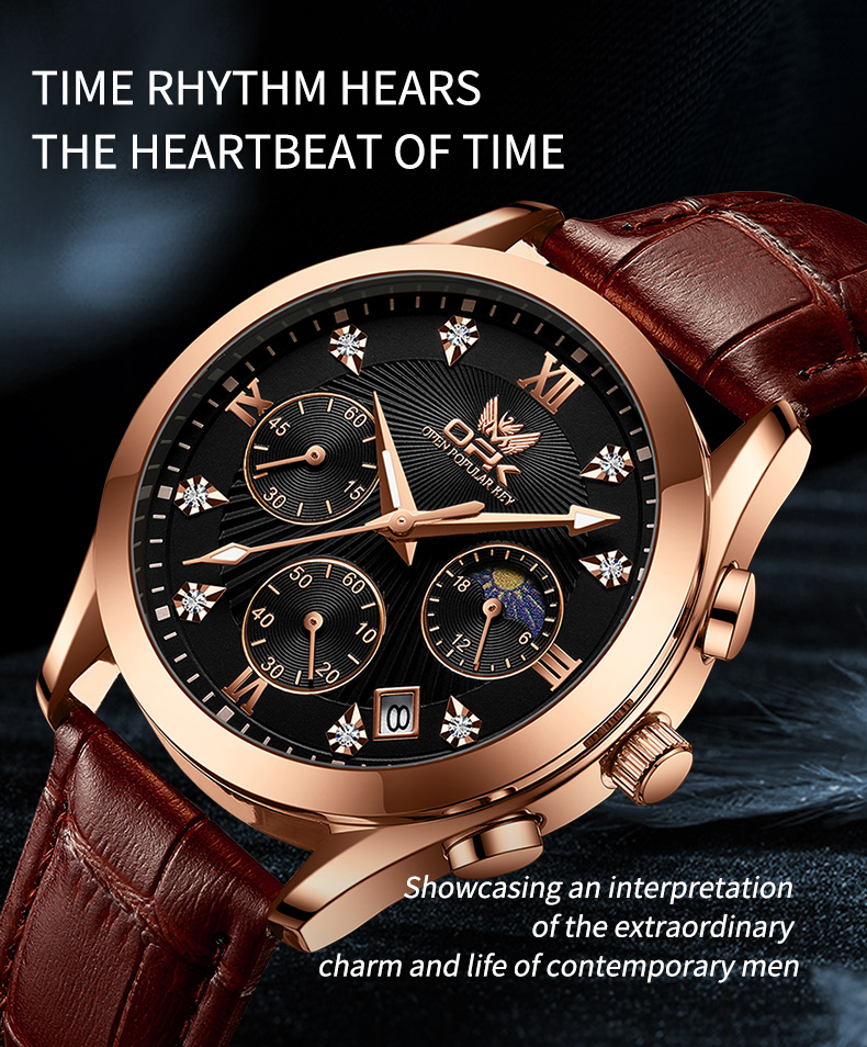 OPK Watch For Men Original Men's Watch Waterproof Leather Strap With ...