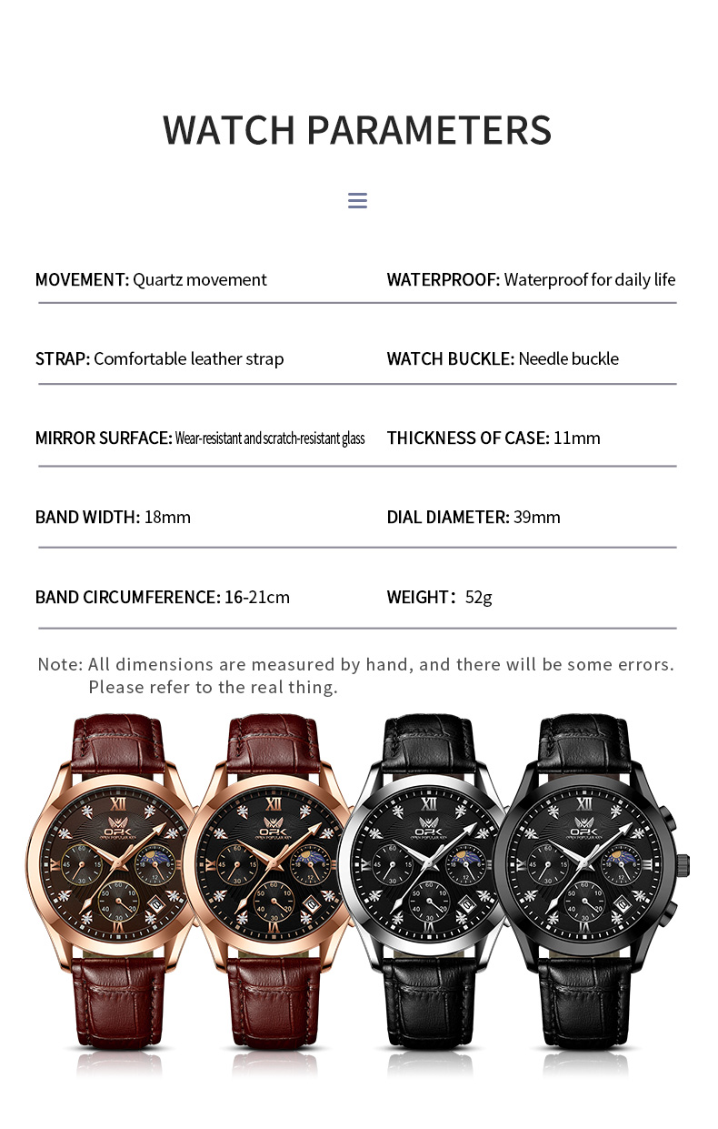OPK Watch For Men Original Men's Watch Waterproof Leather Strap With ...
