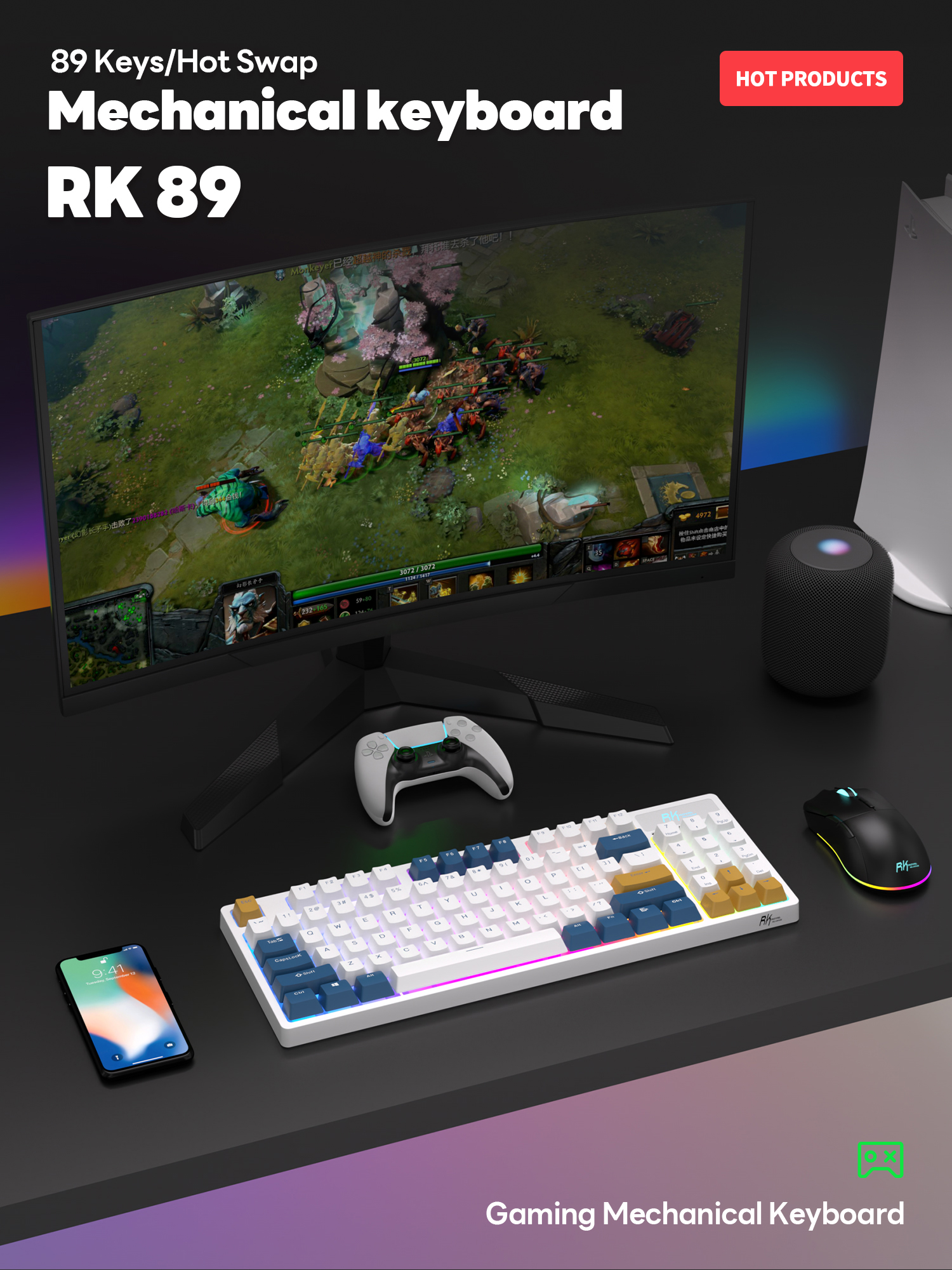 Royal Kludge RK89 Tri Mode RGB 89 Keys Hot Swappable Mechanical ...