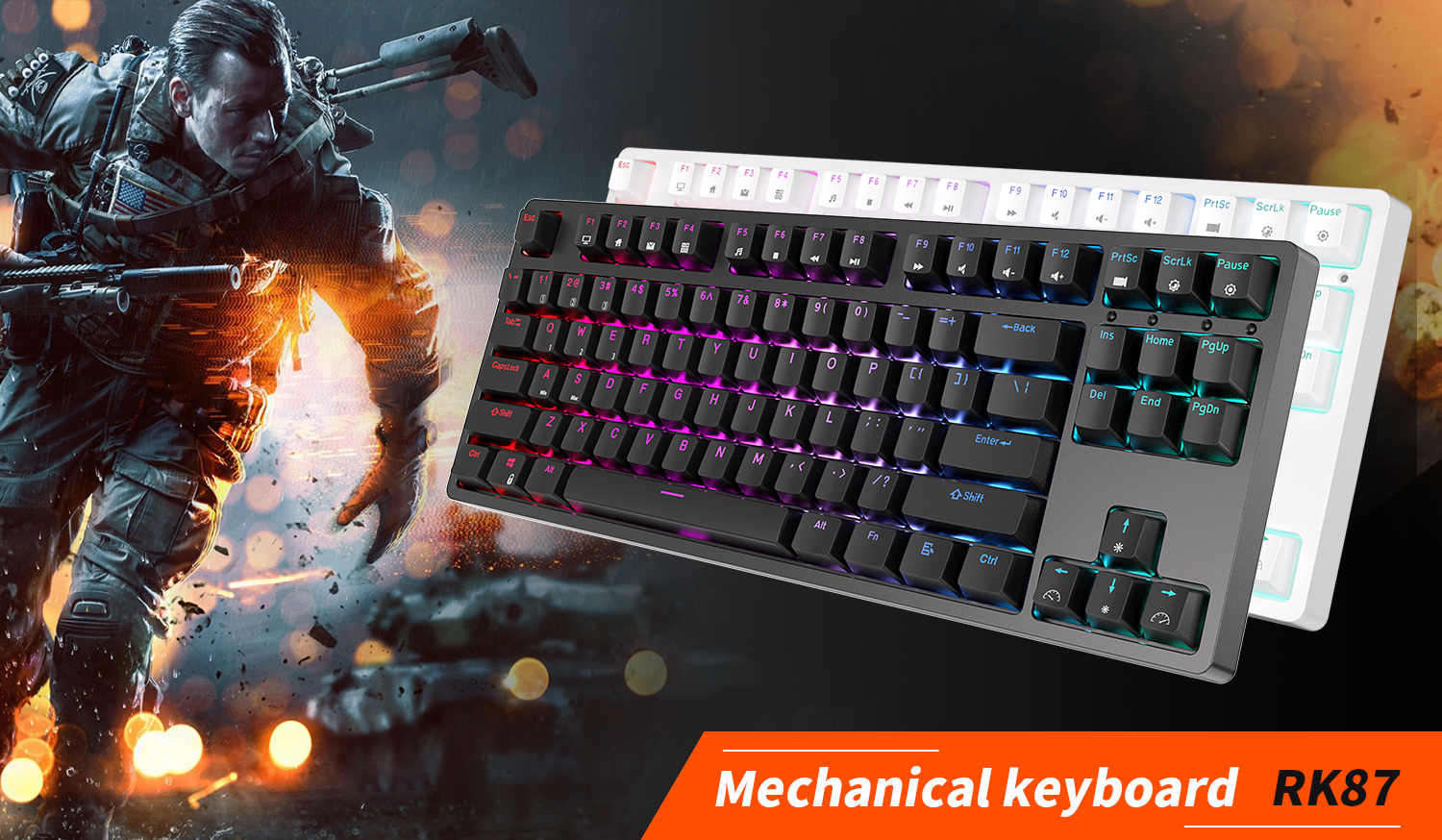 Royal Kludge Rk87 87 Keys Hot Swappable Wired Rgb Backlit 3Mode Gaming ...