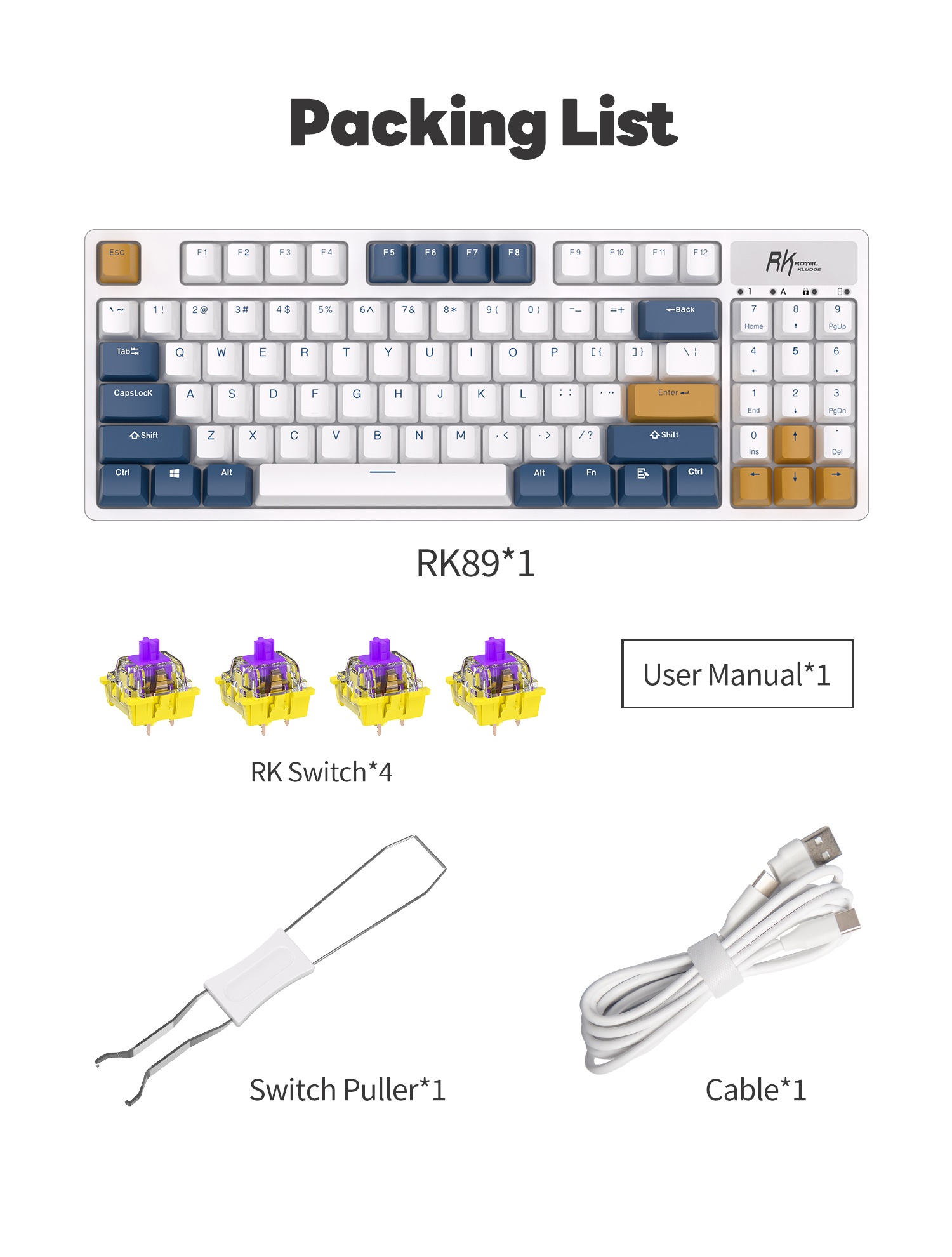Royal Kludge RK89 Tri Mode RGB 89 Keys Hot Swappable Mechanical ...