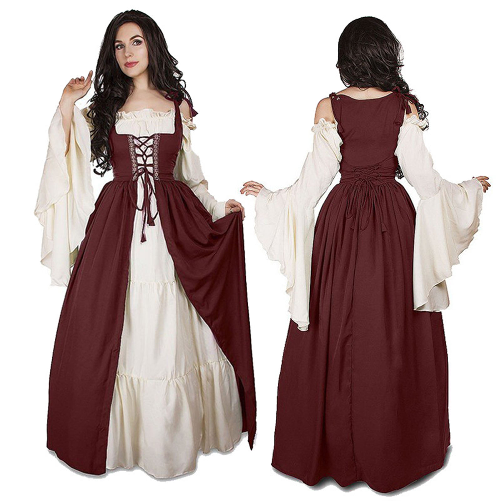 Medieval Dress Woman Cosplay Elegant Greece Gothic Lace Ball Halloween ...