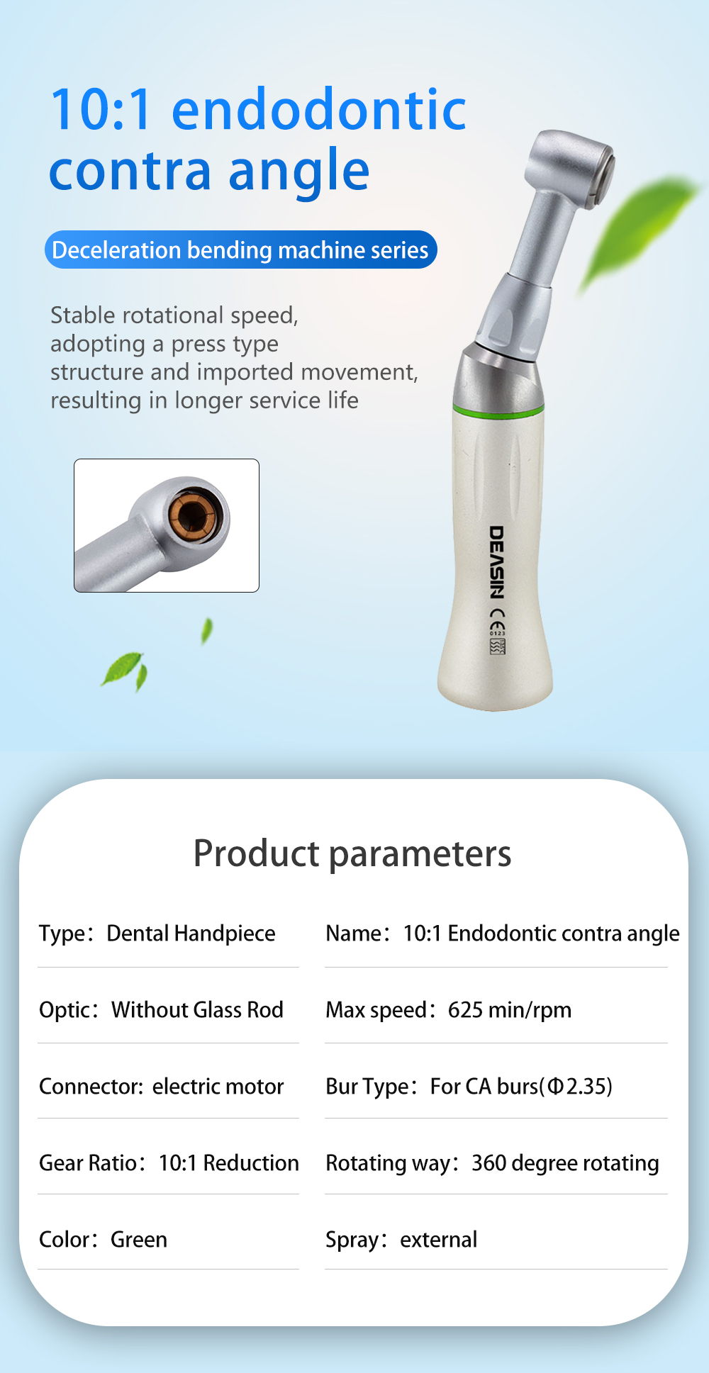 Dental Endo Motor 10:1 Speed Reduction Reciprocating Push Button Contra ...