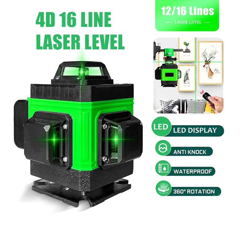 IFONSEN 12 / 16 Line Laser Level Green Light Self-Leveling 360° Rotary ...