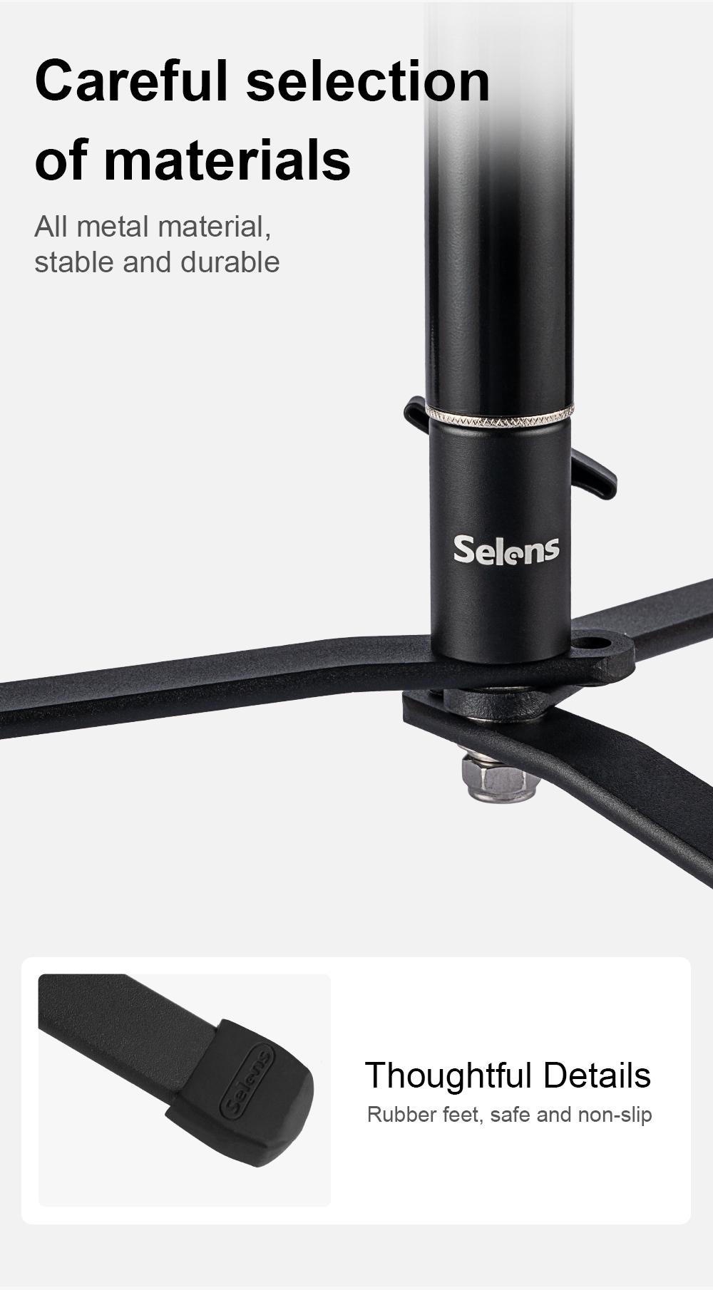 Ground Light Stand Tripod Stand with 3 Extension Poles Foldable Floor ...