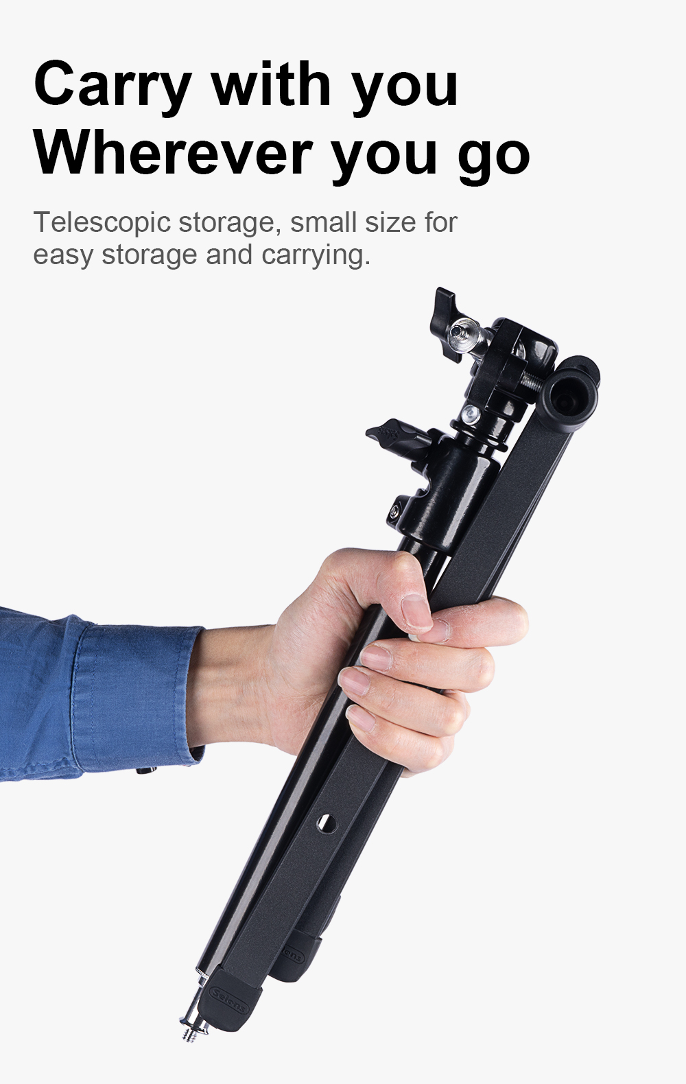 Ground Light Stand Tripod Stand with 3 Extension Poles Foldable Floor ...