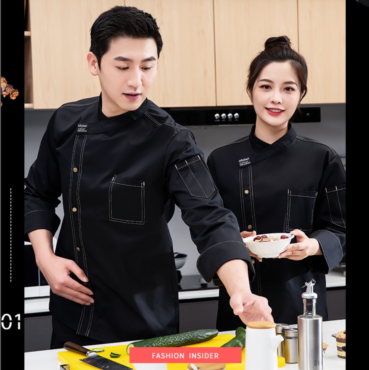 Chef uniform, long sleeved, unisex uniform, kitchen back kitchen ...