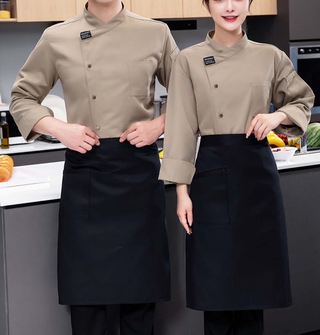 Chef uniform, long sleeved, unisex uniform, kitchen back kitchen ...
