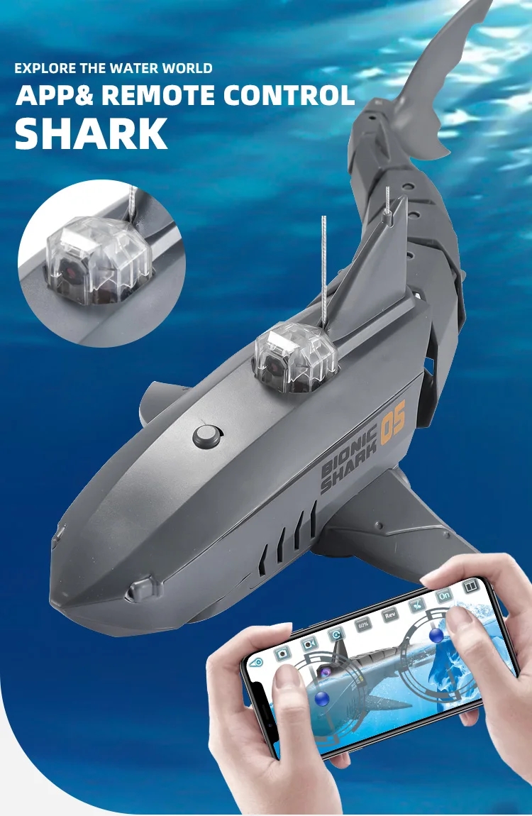 Rc Submarine shark With Camera Underwater Boat Toy Remote Control Shark ...