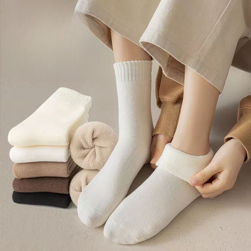 Autumn Winter Warm Socks Stockings Thickened Women's Socks Mid-tube ...