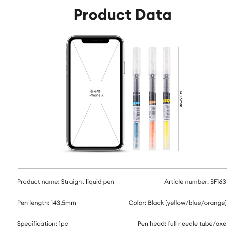 Deli SF163 Cap-Pulling Direct Liquid Writing Sign Pen 0.5mm Full Needle ...