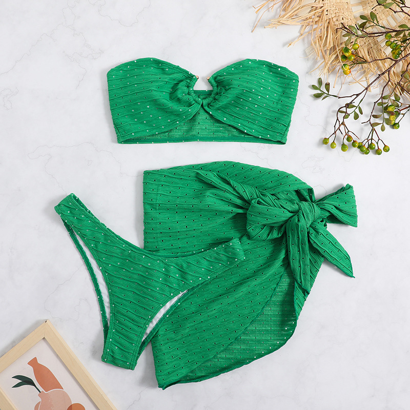 New Three-Piece Swimsuit With tube top Bikini | Shopee Philippines