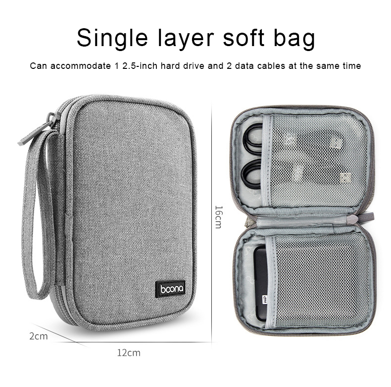 2.5-inch mobile hard drive bag, portable storage, waterproof and wear ...