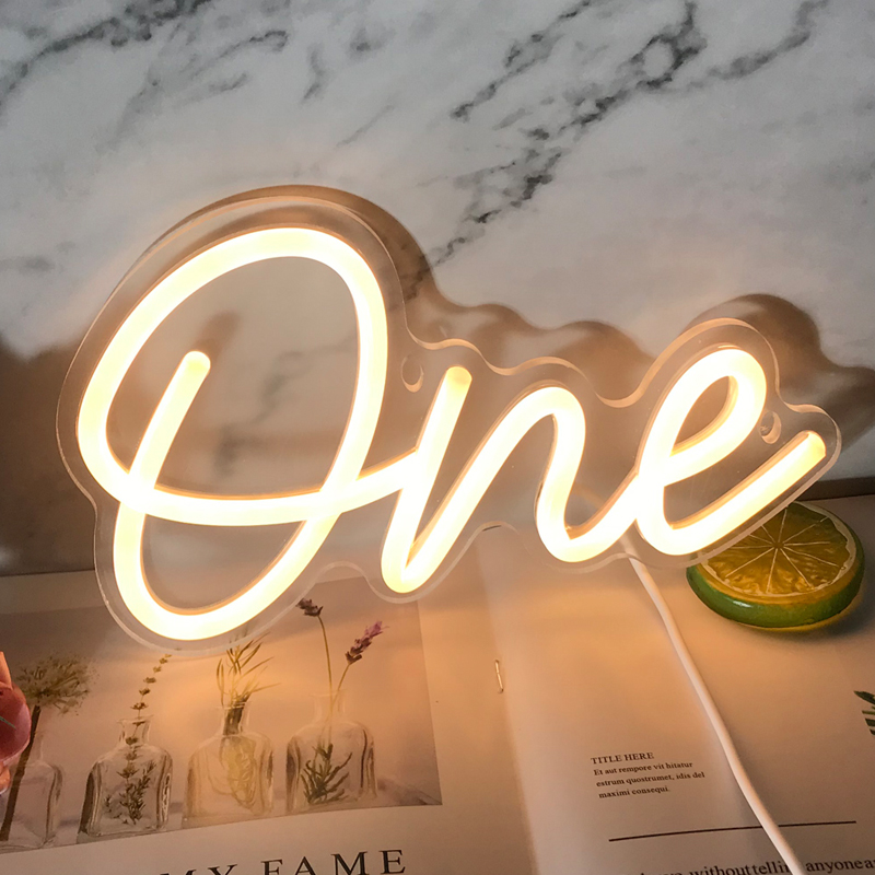 One Neon Sign Neon Light letter Led Neon Signs One Years Old Number ...