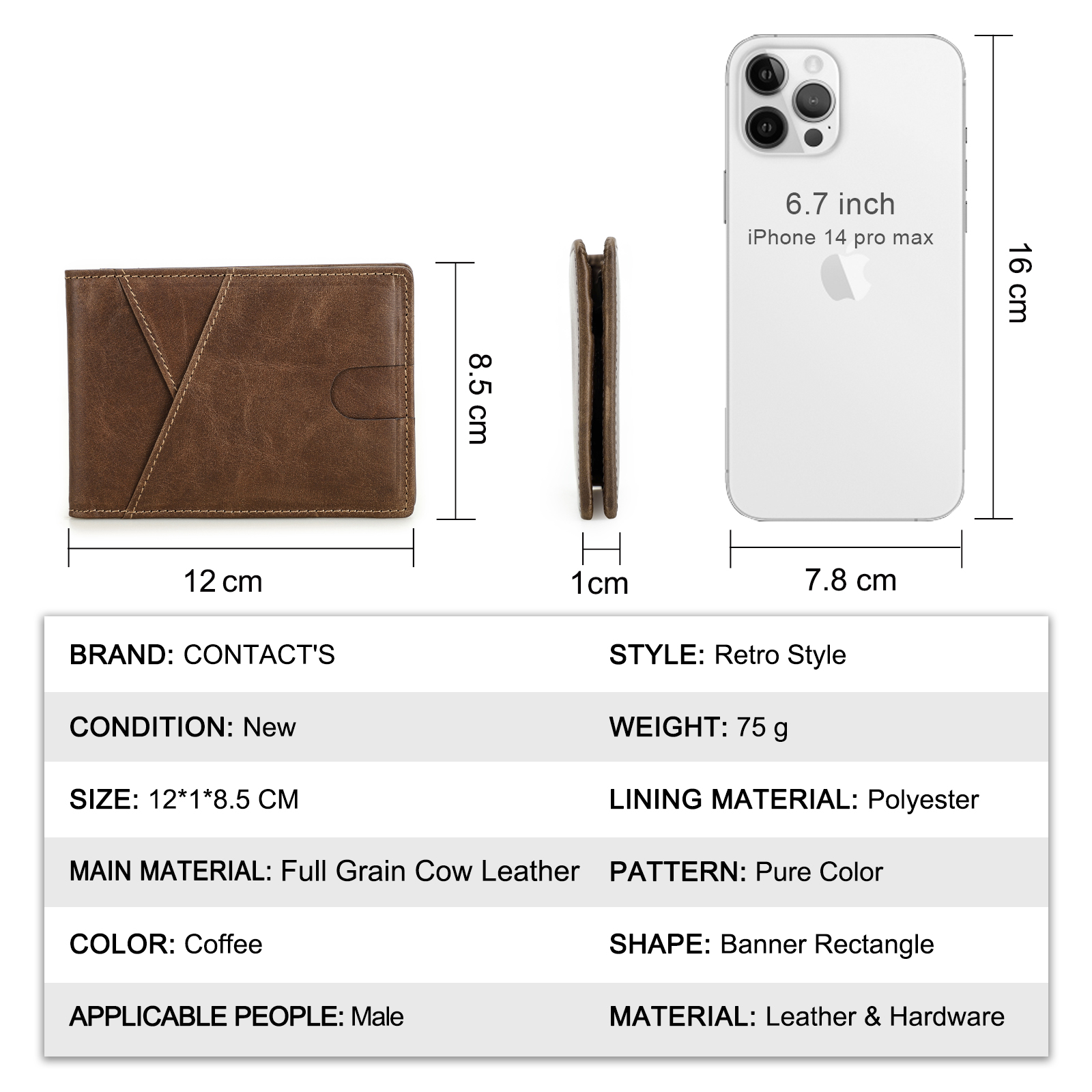 CONTACT'S Genuine Leather Men Card Wallet Slim RFID Vintage Ultra-thin ...