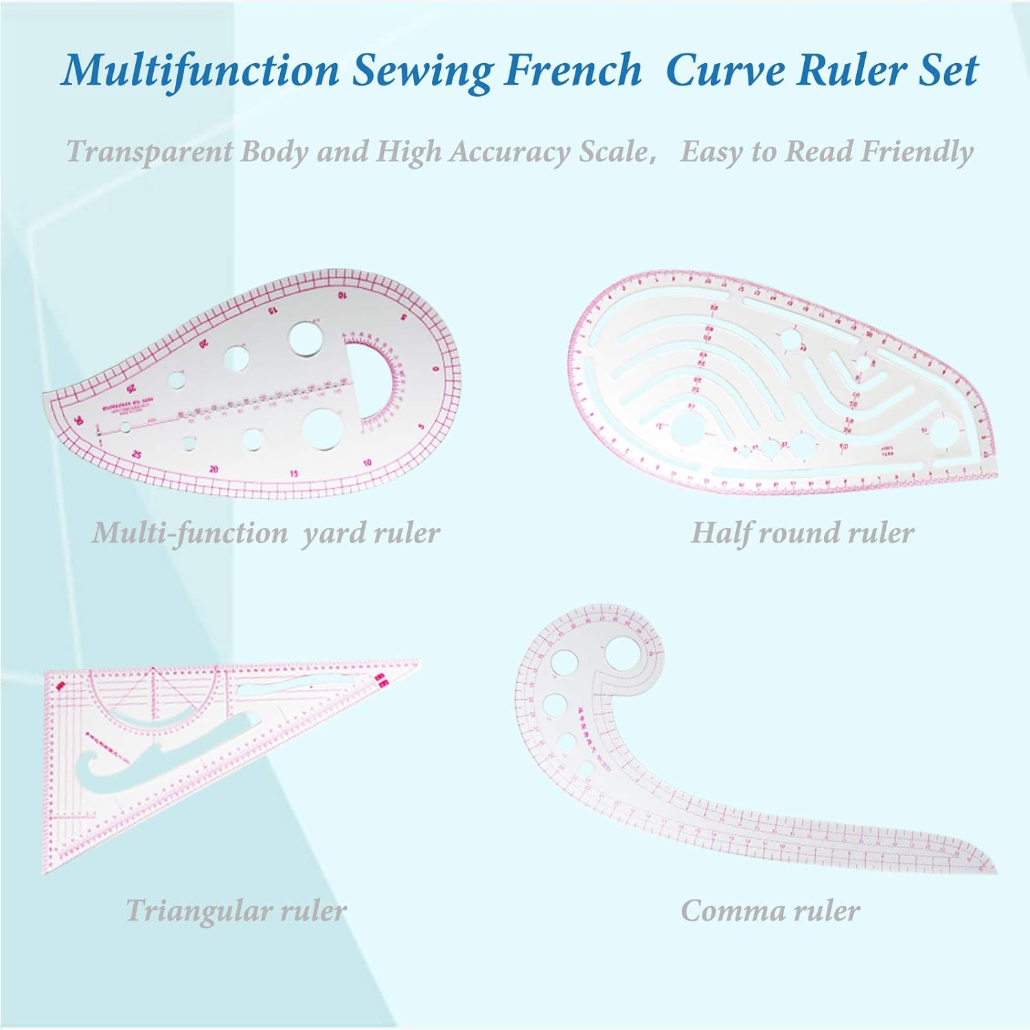 Fashion Clear Metric Sewing Ruler Set, French Curve Pattern Making ...