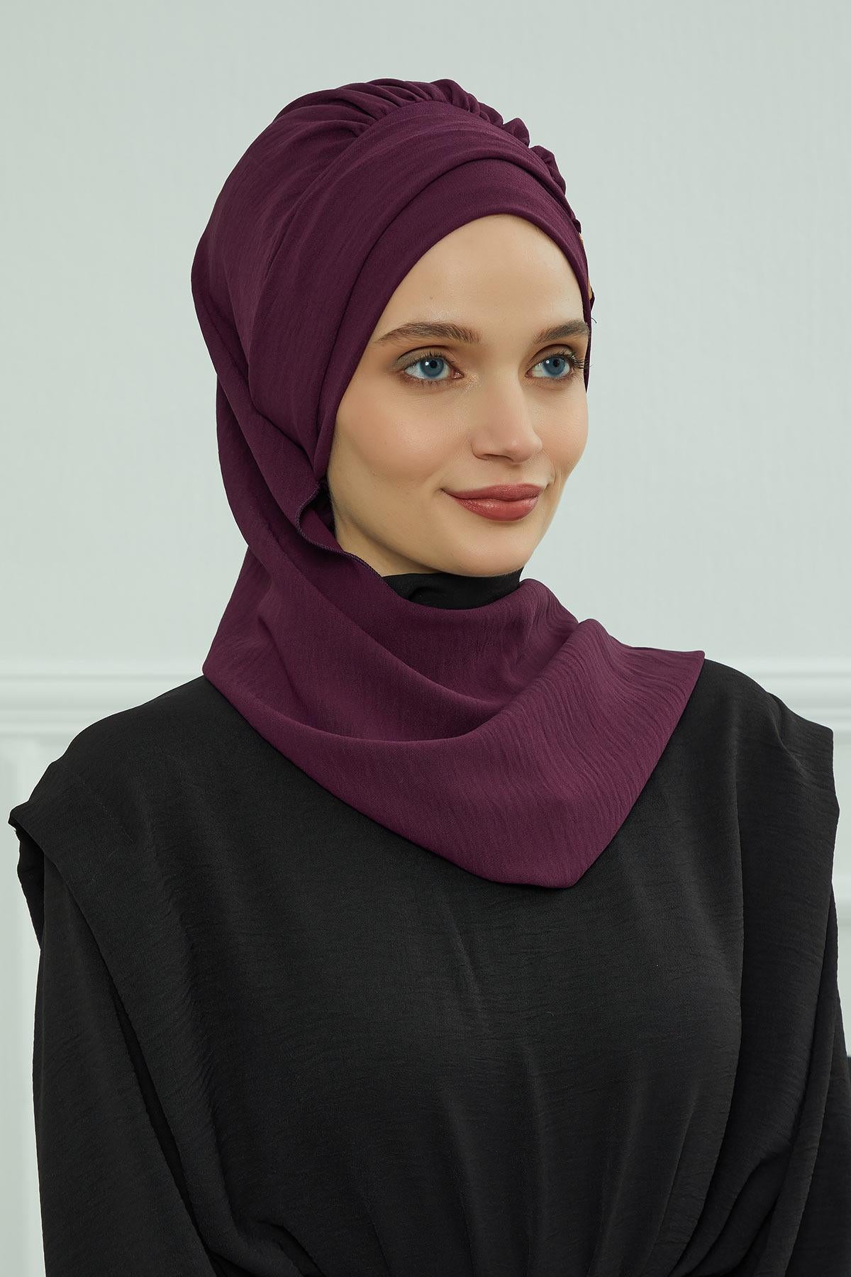 Instant Turban For Women Fashion Muslim Solid Color Scarf | Shopee ...