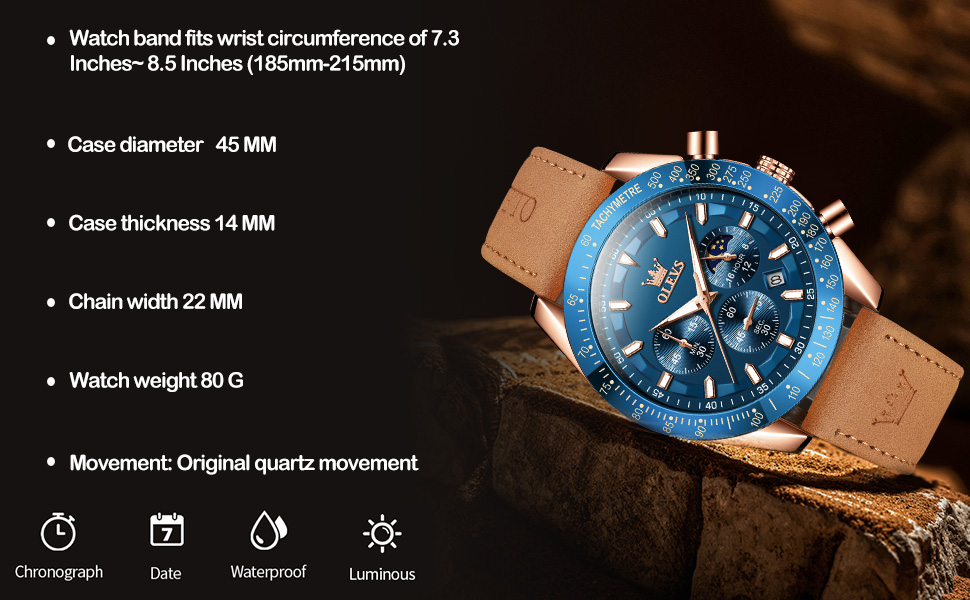 OLEVS Watch For Men Original Water proof Quartz Relo Leather Strap ...