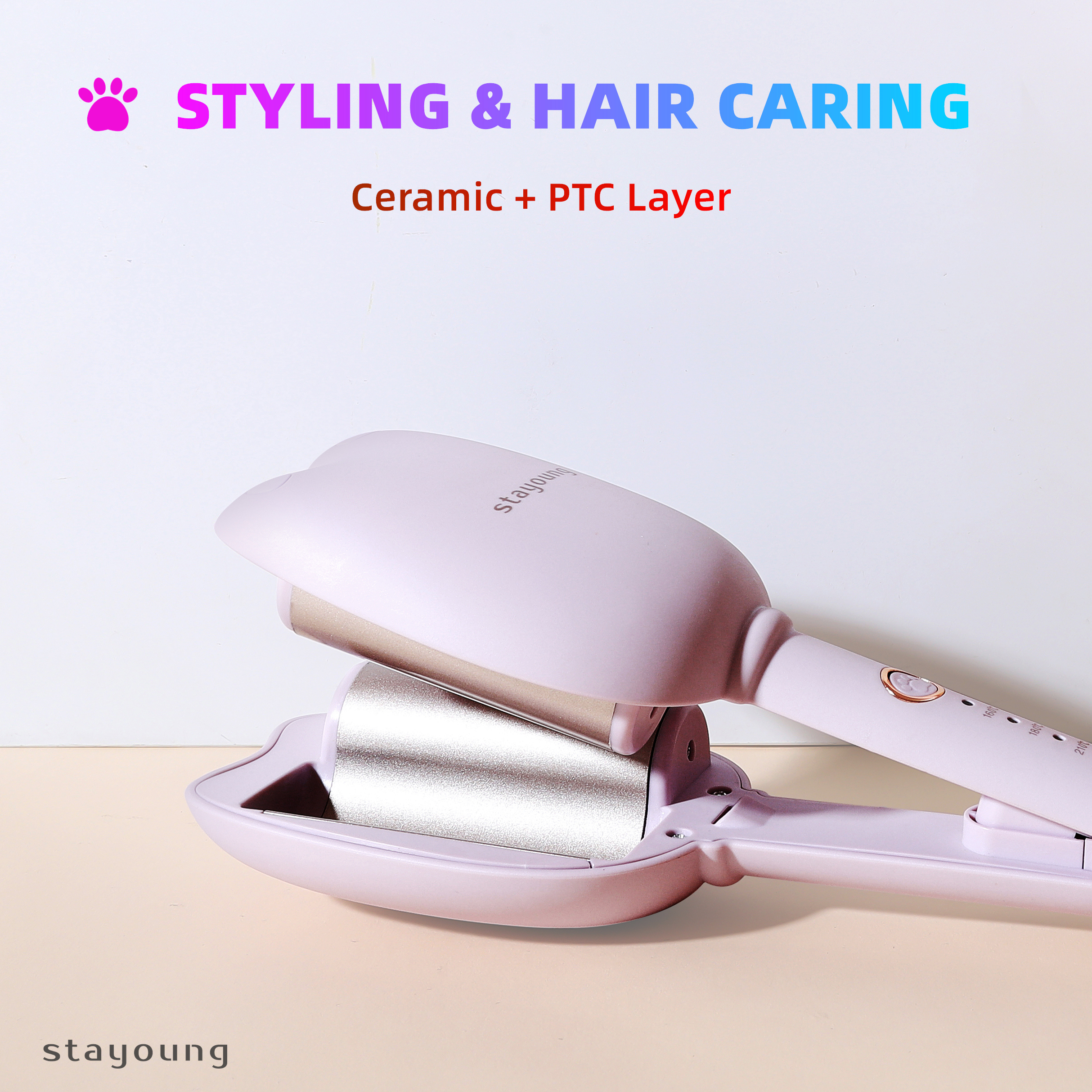 STAYOUNG Cat-Paw Hair Waver D1 32mm Anti-Scald Hair Curler 3 Level ...