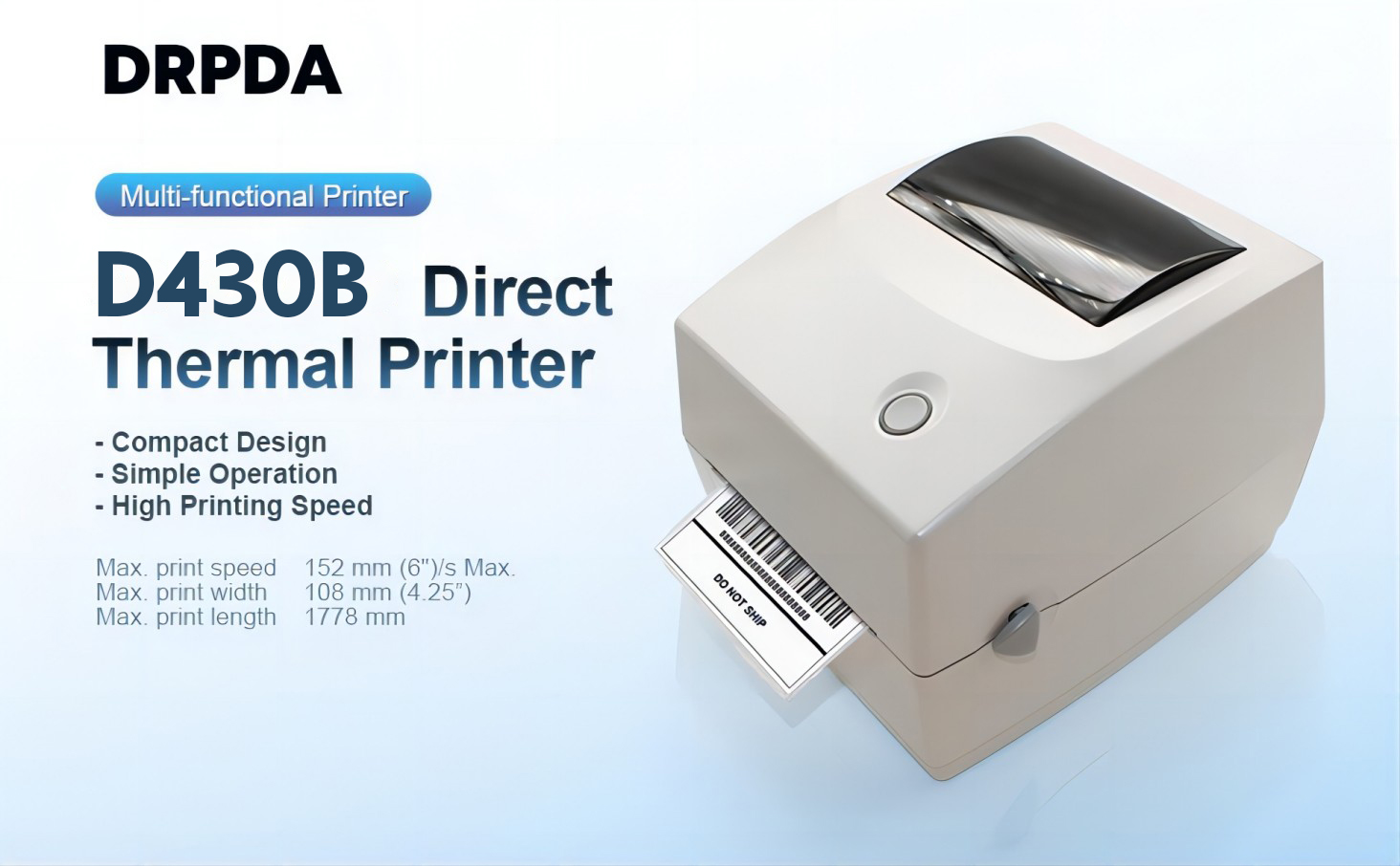 DRPDA 430B Waybill Thermal Printer A6 Bluetooth/USB Printer Shipping ...