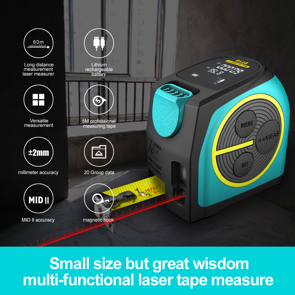 Mileseey DT10 Laser Telescopic Tape Measure 2-in-1 Digital Measure Rangefinder with LCD Digital ...