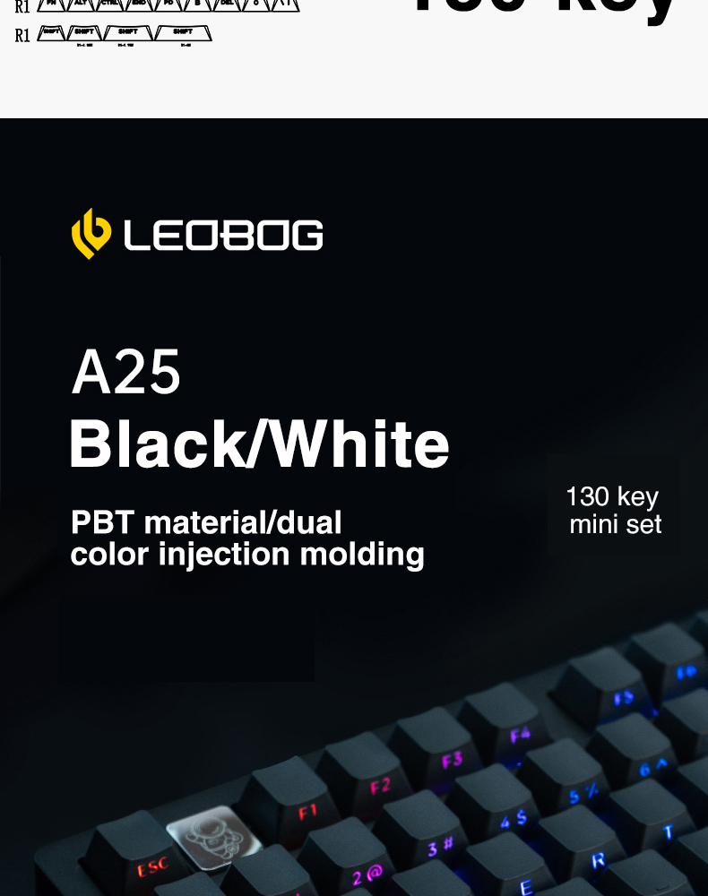 AULA LEOBOG 130 Keys/133 Keys Side Engraved Keycap Original Keycaps PBT ...