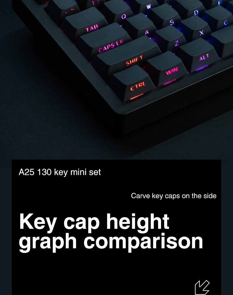 AULA LEOBOG 130 Keys/133 Keys Side Engraved Keycap Original Keycaps PBT ...