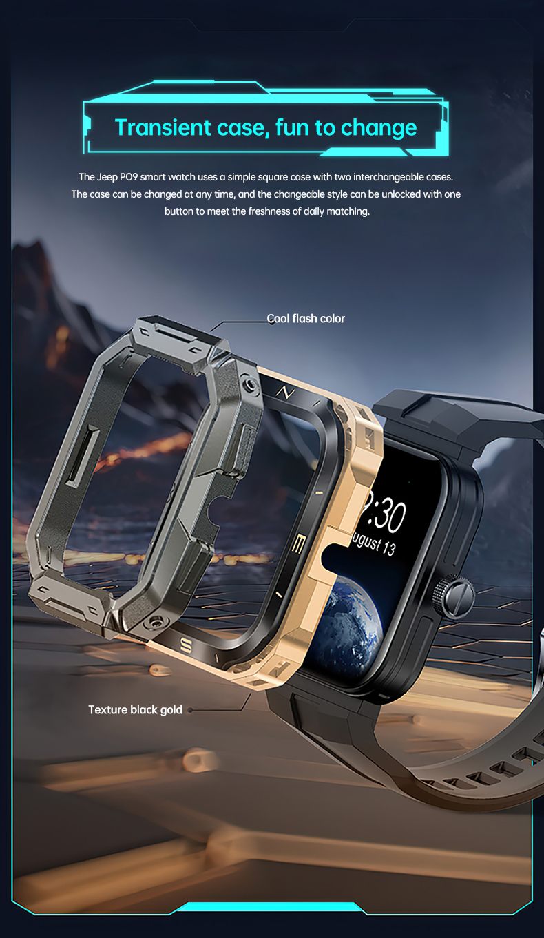 Jeep P09 Smartwatch 1.96" Full HD Screen IP68 Waterproof Fitness ...
