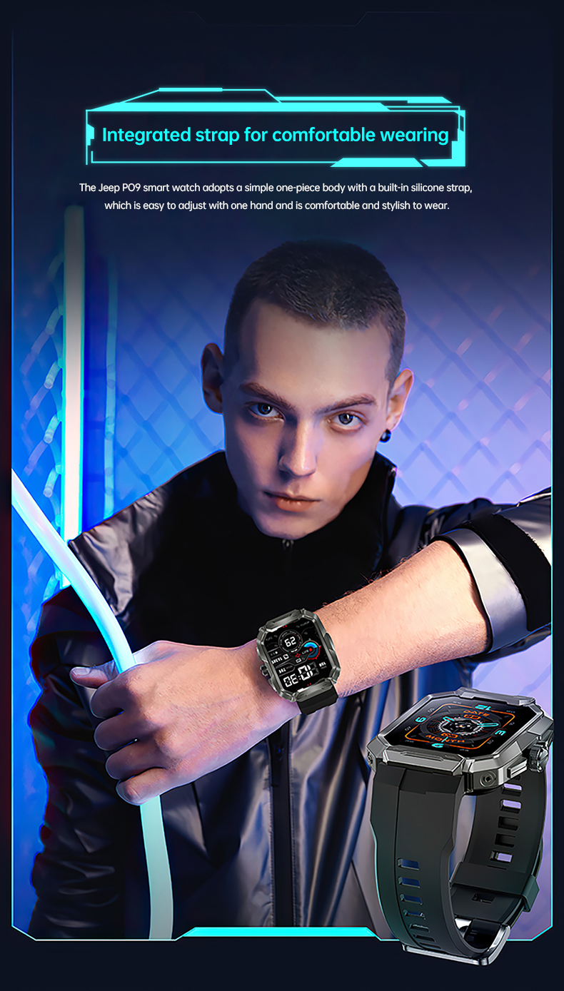 Jeep P09 Smartwatch 1.96" Full HD Screen IP68 Waterproof Fitness ...