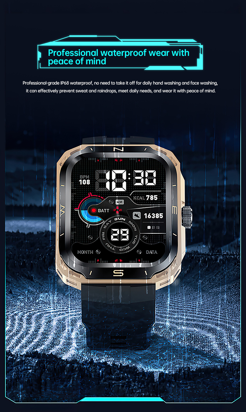 Jeep P09 Smartwatch 1.96" Full HD Screen IP68 Waterproof Fitness ...