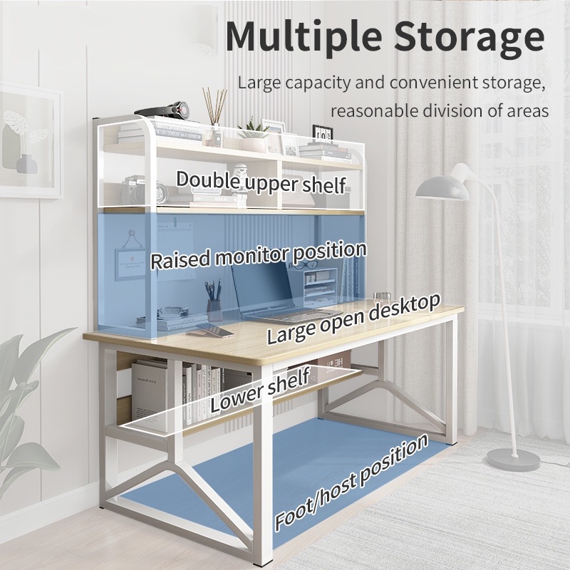 Student Study Desk Computer Table with Book Shelf Writing Desk Steel ...