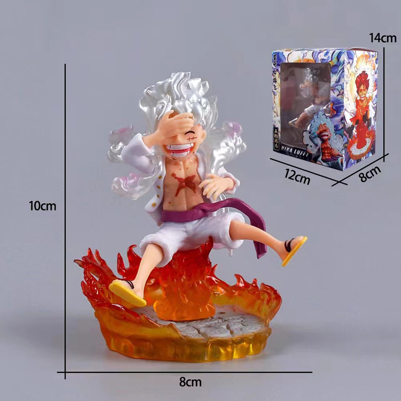 10cm Anime One Piece Figure Luffy Mini G5 Gear 5 Action Figure Sun God ...
