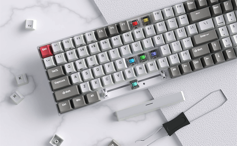 RK ROYAL KLUDGE RK100 Carbon 100 keys Wireless Hot Swappable Mechanical ...