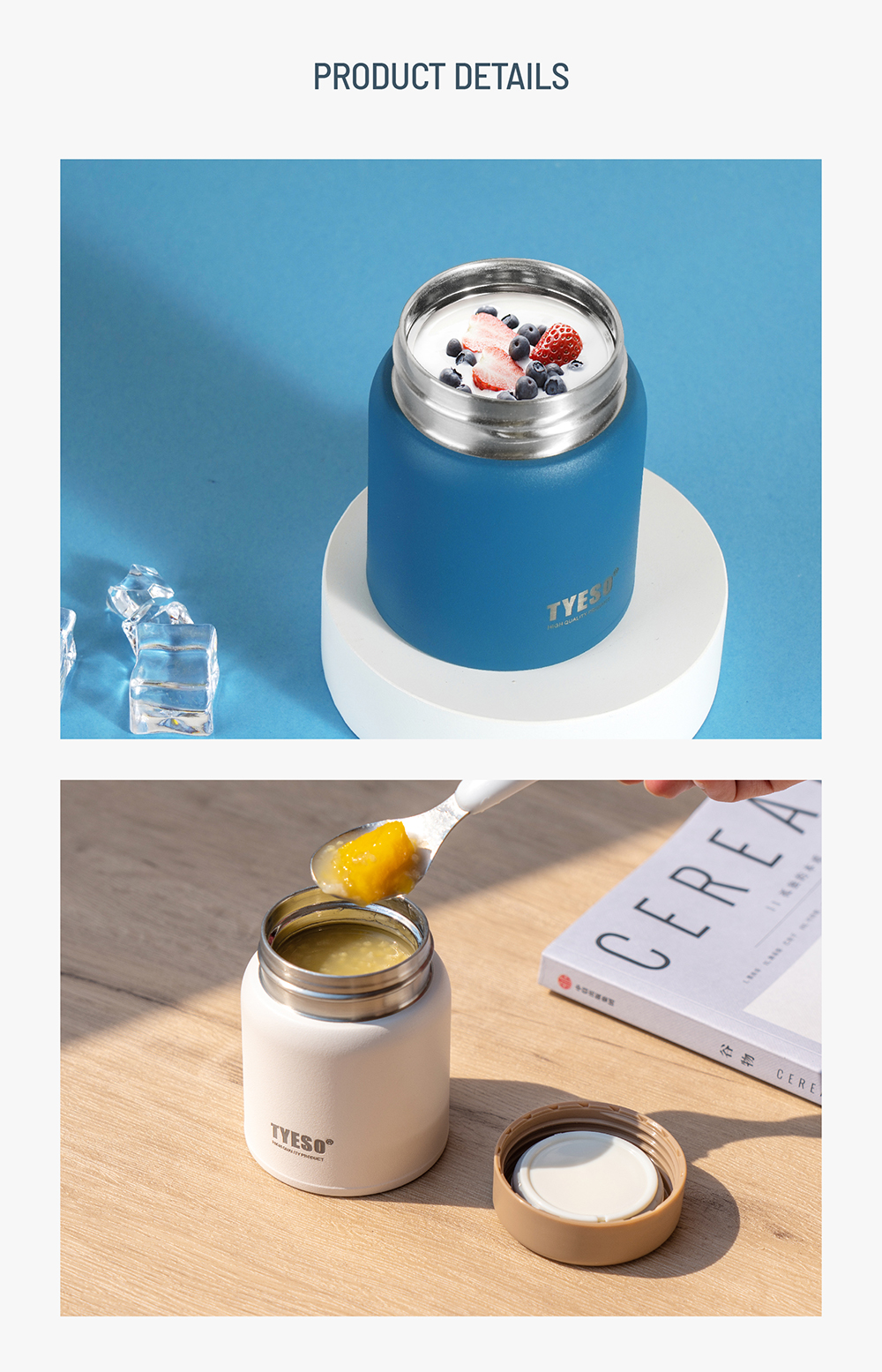 TYESO® Leak Proof stainless steel thermos Food Jar Lunch Container Mini ...