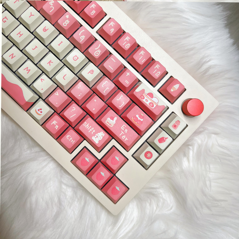 GMK Strawberry Milk Rabbit Keycap, 131 Keys PBT Keycaps Cherry Profile ...