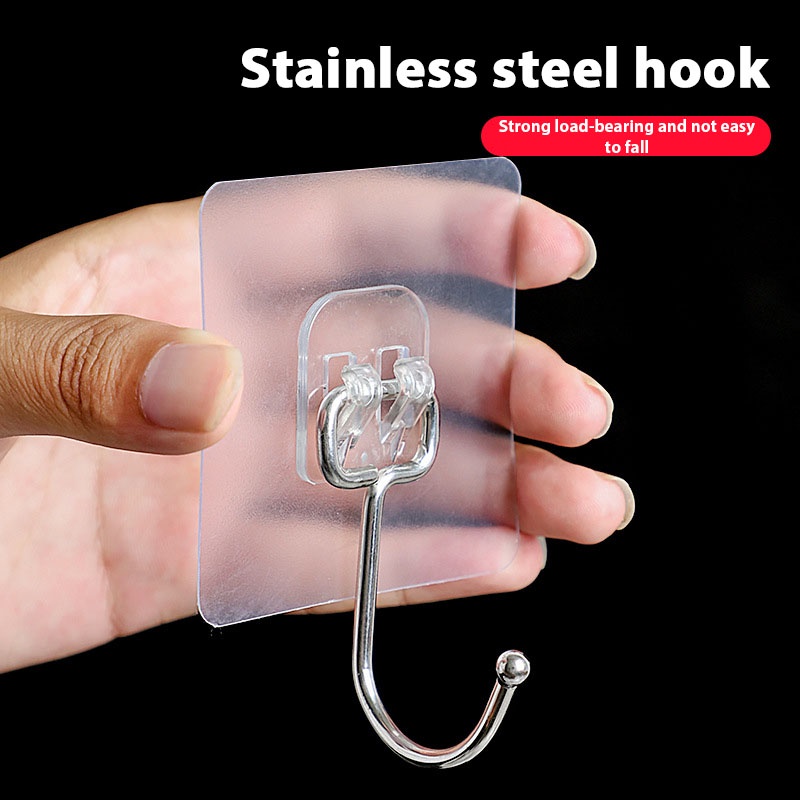 Strong Hook No Punching Super Thick Stainless Steel Hook Self Adhesive ...