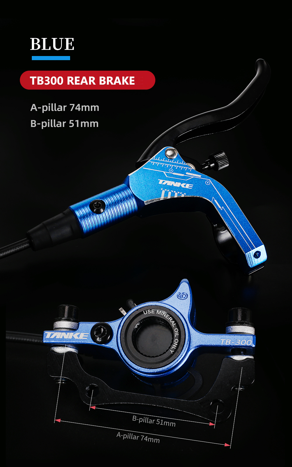 TANKE MTB Bicycle Hydraulic Disc Brake 160Mm Rotor Oil Caliper Plate ...