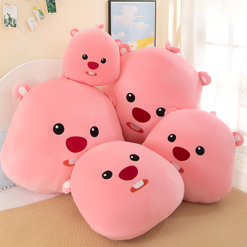 Korean Cartoon Pororo Little Pink Beaver Bed Pillow Rag Doll | Shopee ...