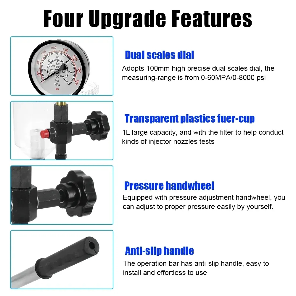 Fuel Injector Calibrator Dual Scale Gauge Max 60 Mpa Nozzle Pop ...