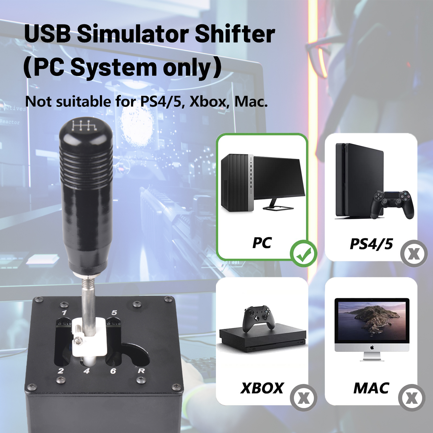 PC USB H Gears Straight Shifter Suit For Logitech G27 G29 G25 G920 For ...