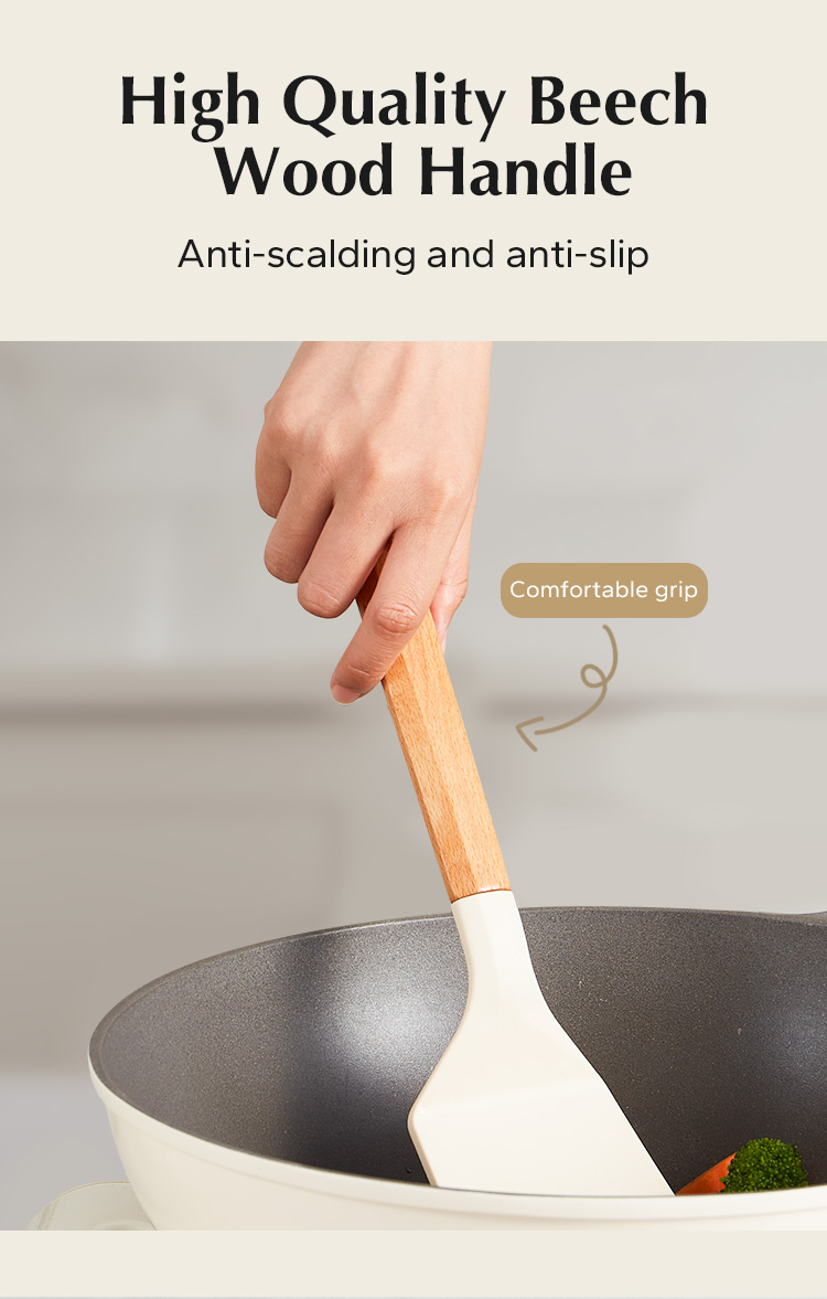 Redchef Solid Wood Silicone Utensils Turner/Slotted Turner/Ladle Food ...