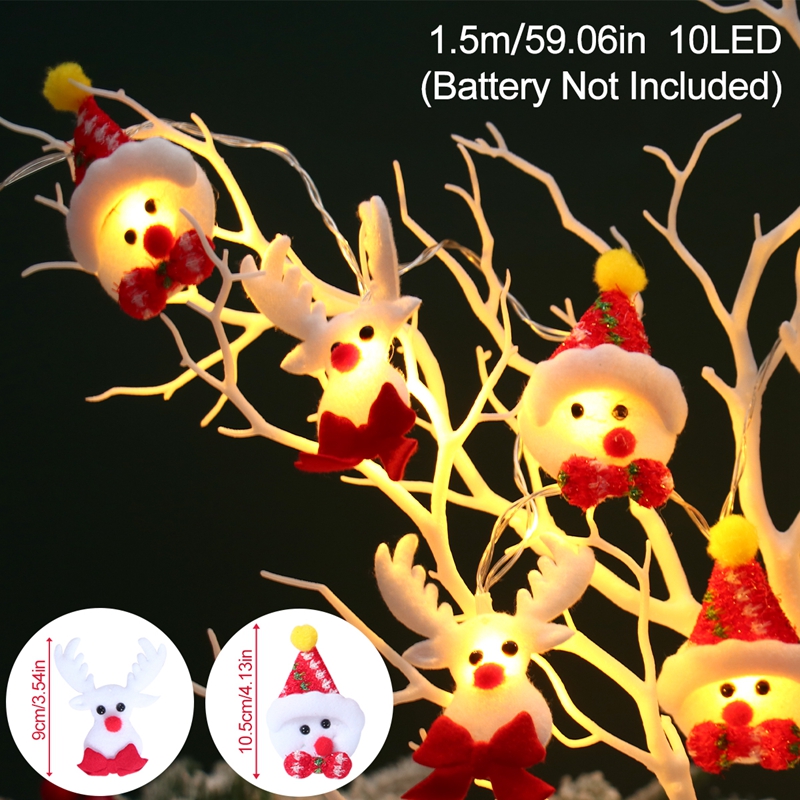 1.5M Plush Christmas Light String Santa Snowman Reindeer Themed Led ...