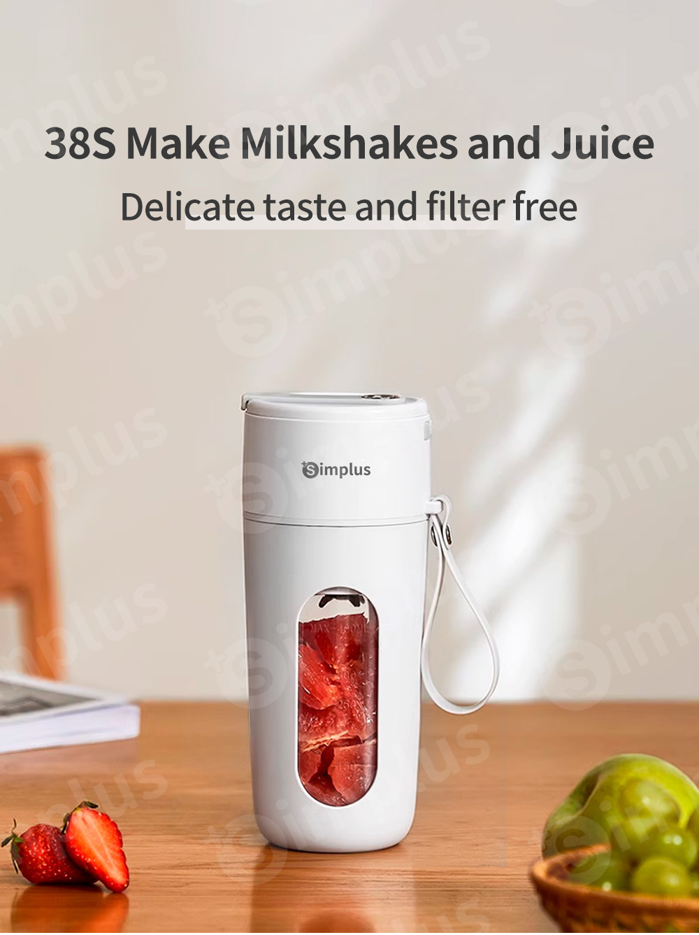 Simplus Portable Juicer Blender Fruit Juice Mixer USB Rechargeable 400ML Electric Fruit Juicer ...