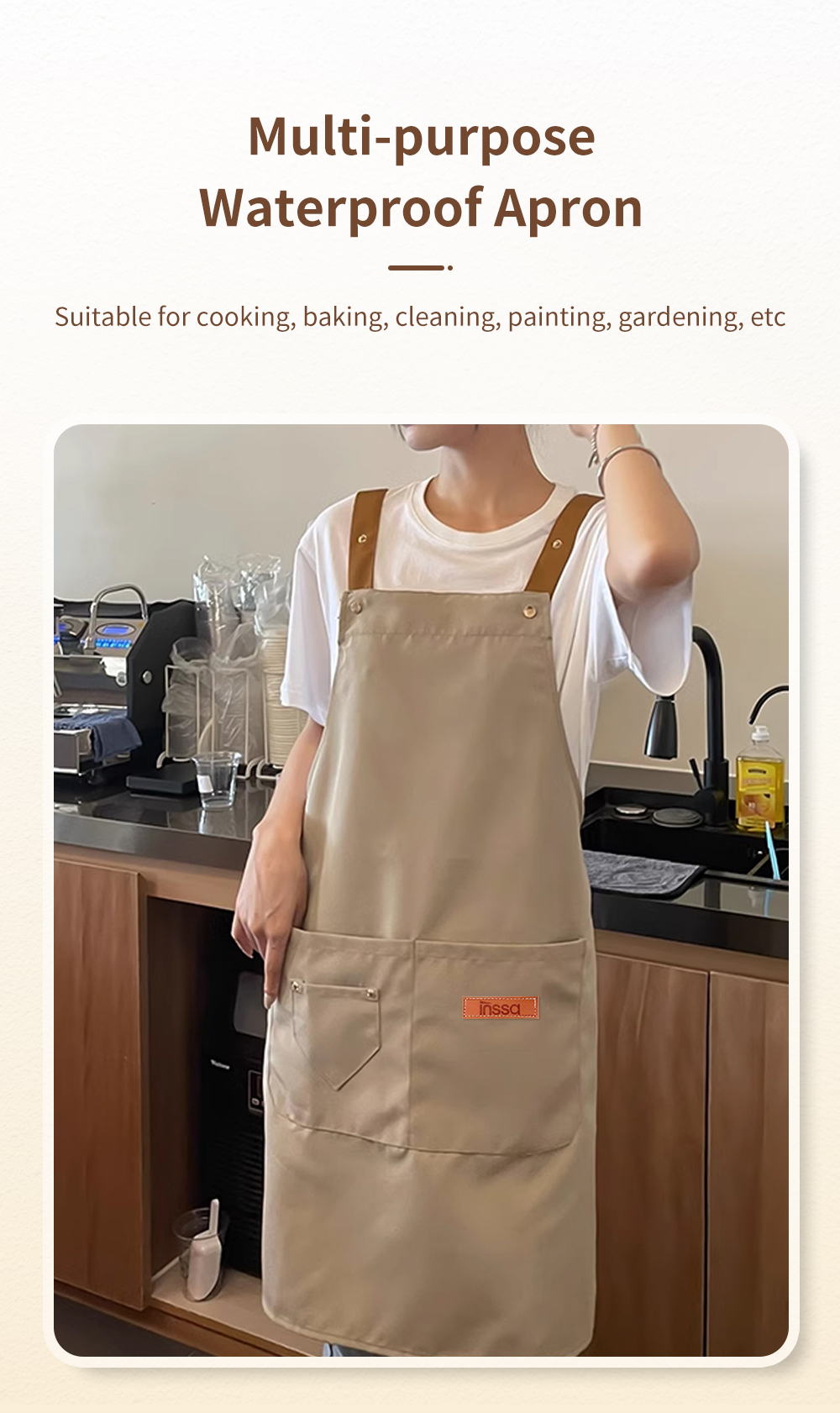 Simplus Waterproof Apron Wear-Resistant Chef Waiter Coffee Shop BBQ ...